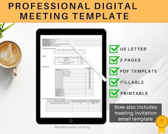 Professional Business Meeting Notes Template Streamlined, Editable, and ...