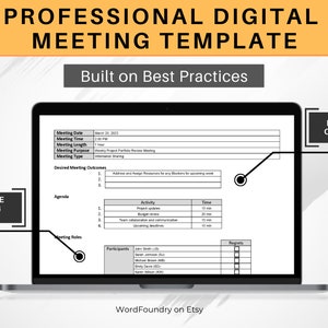 Professional Digital Meeting Notes Template - Streamlined, Editable ...
