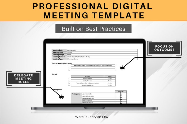 Professional Digital Meeting Notes Template - Streamlined, Editable ...
