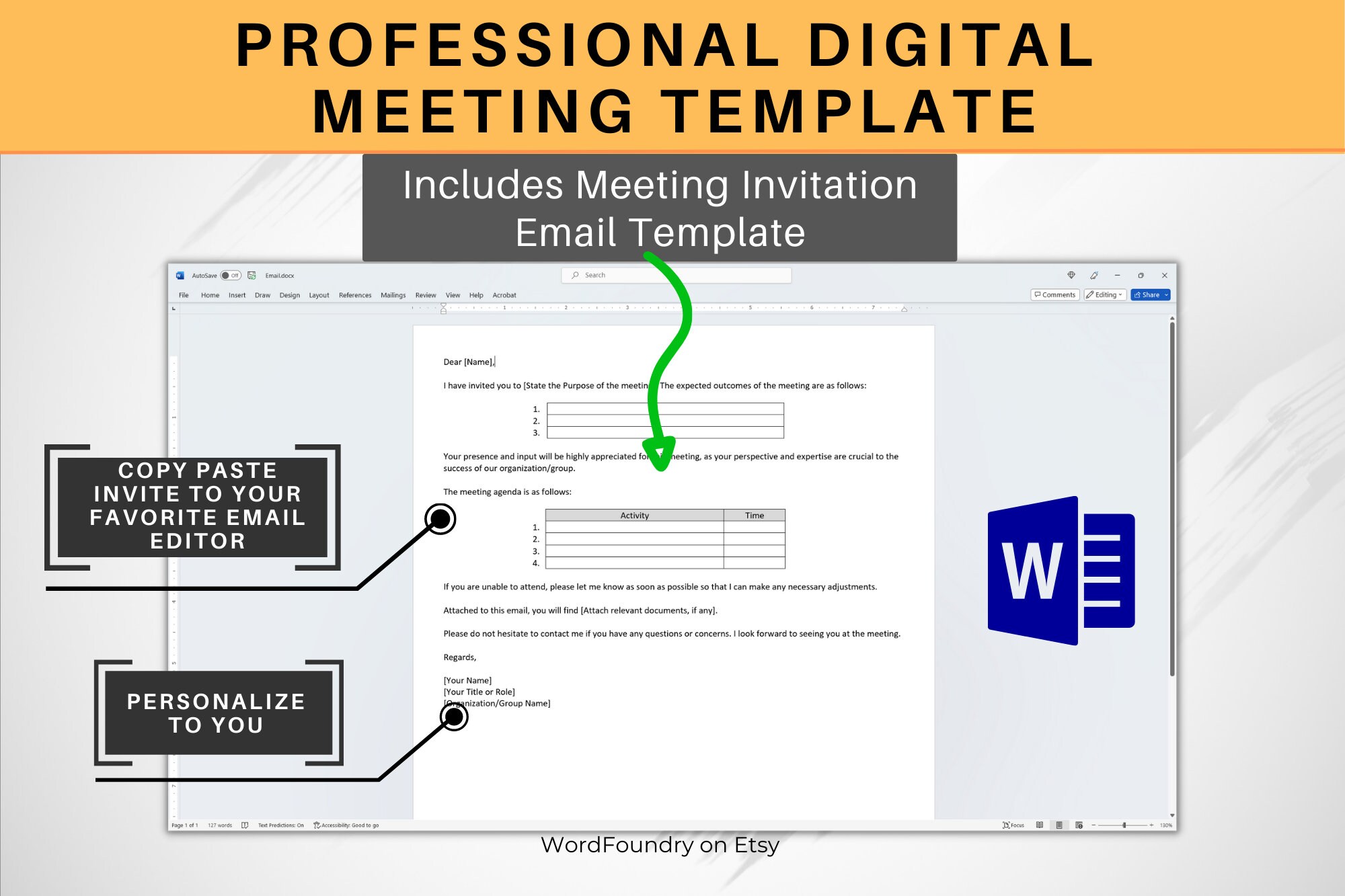 Professional Digital Meeting Notes Template - Streamlined, Editable ...