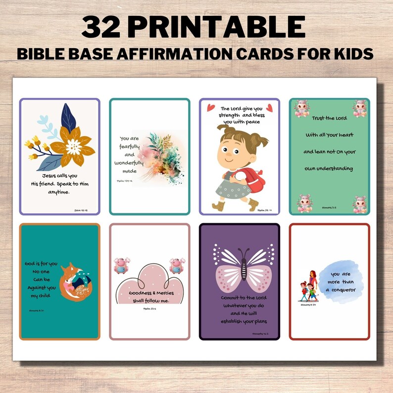 32 Printable Bible Based Affirmation Cards for Kids, 8 Lunch Box ...