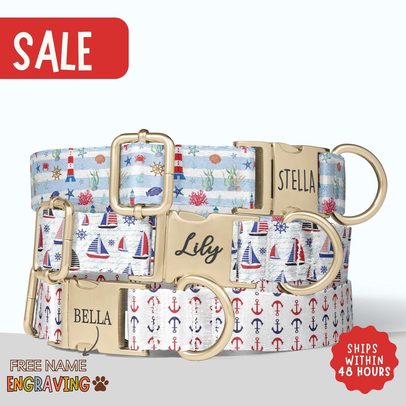 Nautical Dog Collars - Etsy
