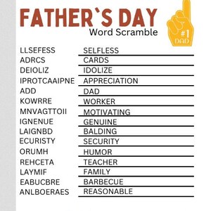 Father's Day Word Scrambles and Word Searches, Printable Activities and ...