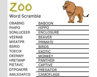 Animals Word Scrambles and Word Searches, Printable Activities and ...