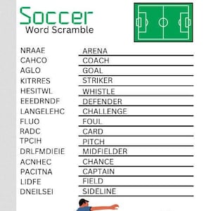 Soccer Word Scrambles and Word Searches, Printable Activities and Games ...
