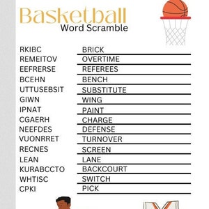 Basketball Word Scrambles and Word Searches, Printable Activities and ...