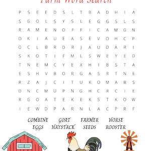 Farm Word Scrambles and Word Searches, Printable Activities and Games ...