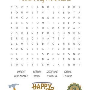 Father's Day Word Scrambles and Word Searches, Printable Activities and ...