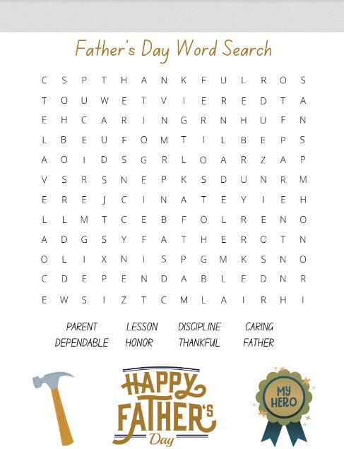 Father's Day Word Scrambles and Word Searches, Printable Activities and ...