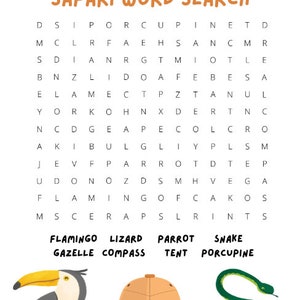 Safari Word Scrambles and Word Searches, Printable Activities and Games ...