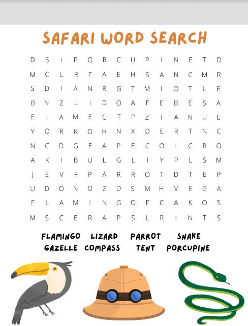 Safari Word Scrambles and Word Searches, Printable Activities and Games ...