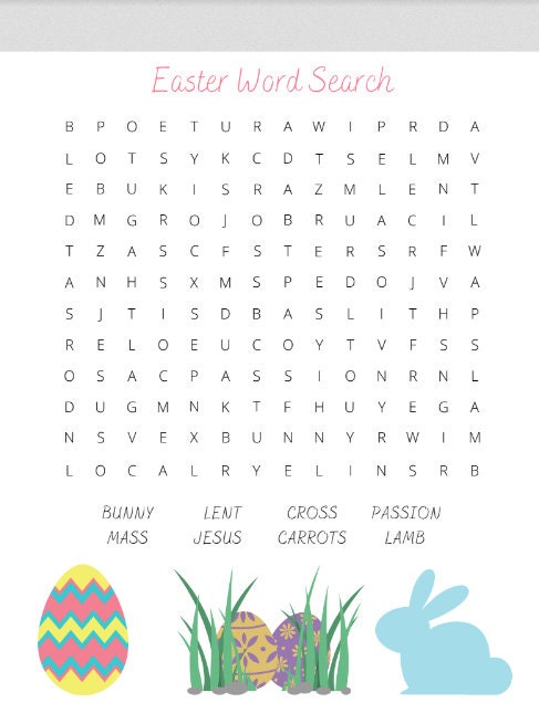 Easter Word Scrambles and Word Searches, Printable Activities and Games ...