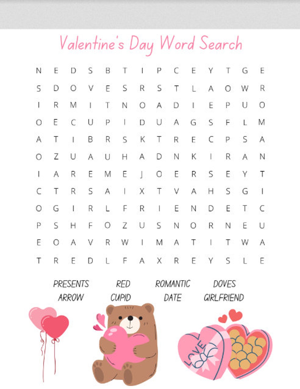 Valentine's Day Word Scrambles and Word Searches, Printable Activities ...