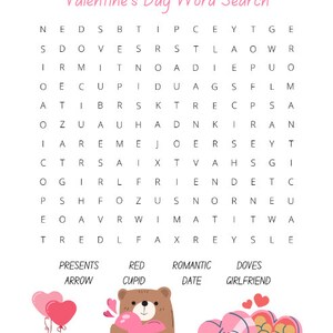 Valentine's Day Word Scrambles and Word Searches, Printable Activities ...