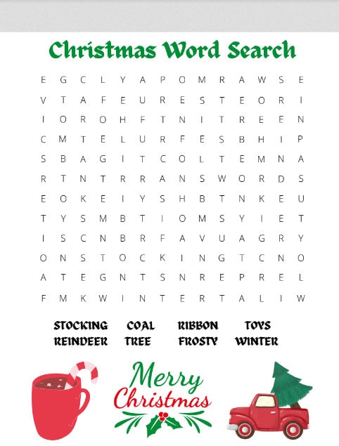 Christmas Word Scrambles and Word Searches, Printable Activities and ...