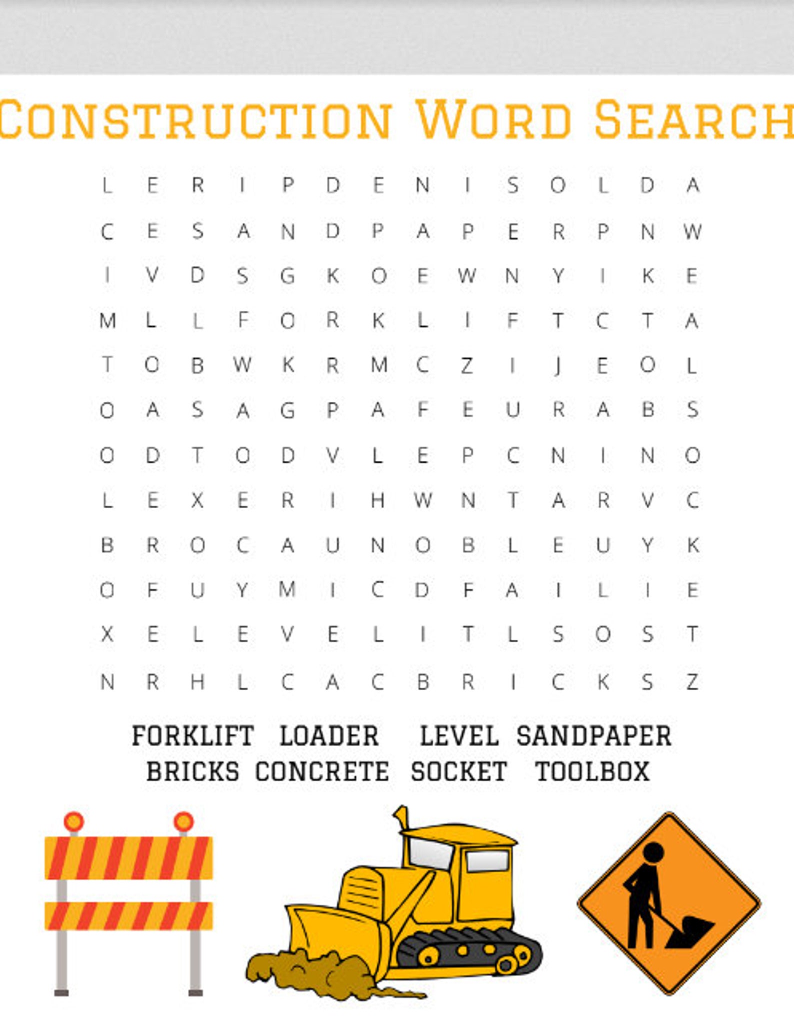 Construction Word Scrambles and Word Searches, Printable Activities and ...