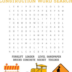 Construction Word Scrambles and Word Searches, Printable Activities and ...