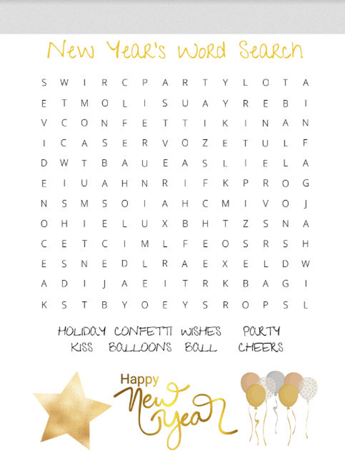 New Year's Word Scrambles and Word Searches, Printable Activities and ...