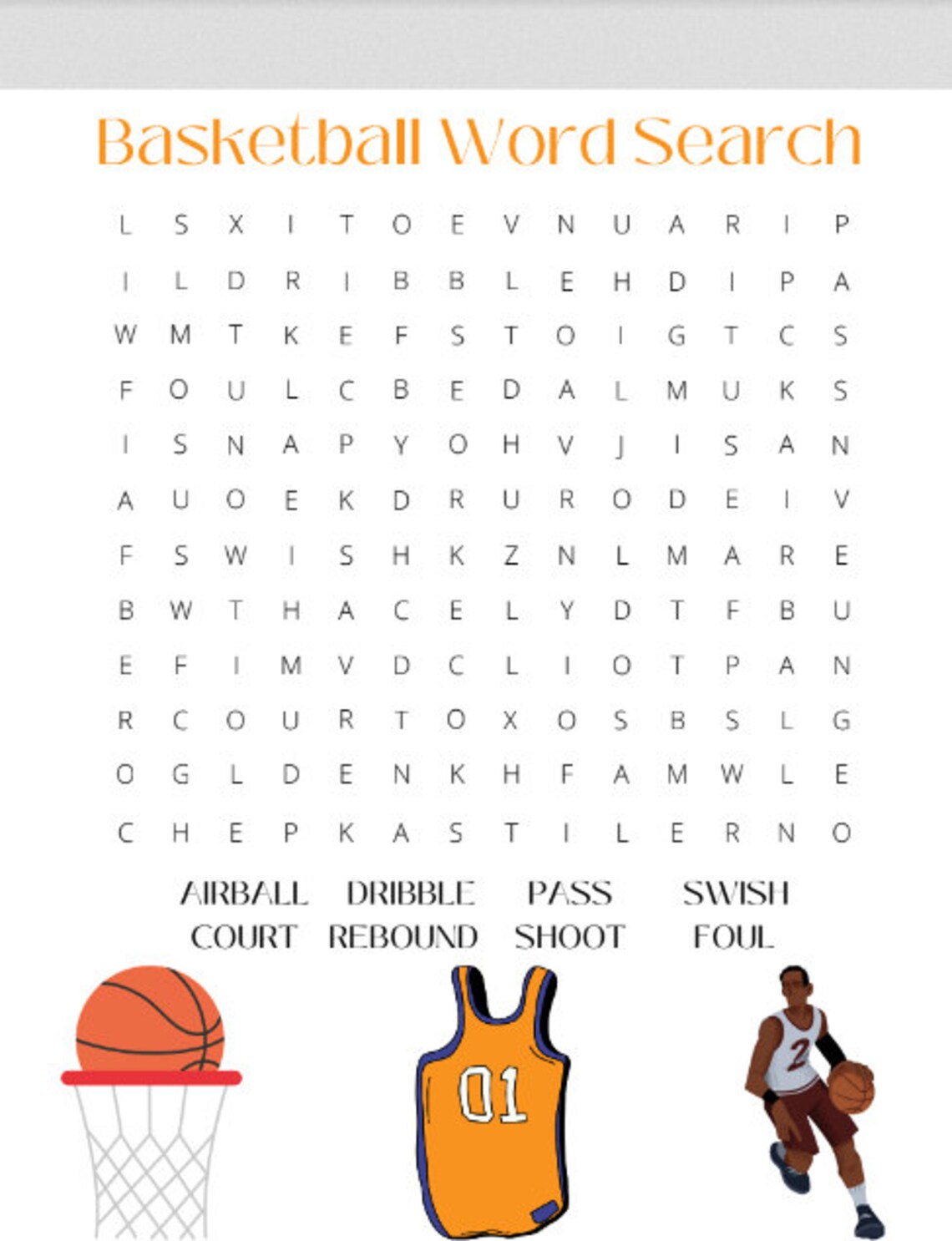 Basketball Word Scrambles and Word Searches, Printable Activities and ...