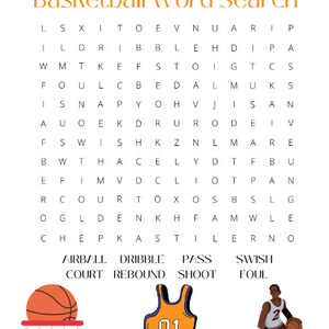 Basketball Word Scrambles and Word Searches, Printable Activities and ...