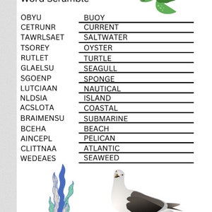 Ocean Word Scrambles and Word Searches, Printable Activities and Games ...
