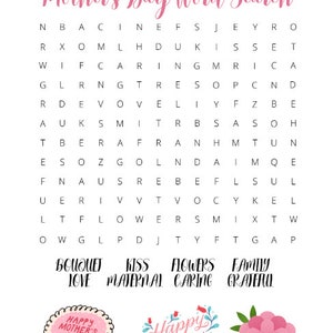 Mother's Day Word Scrambles and Word Searches, Printable Activities and ...