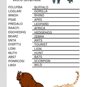 Safari Word Scrambles and Word Searches, Printable Activities and Games ...