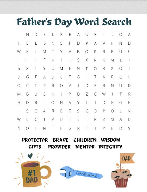 Father's Day Word Scrambles and Word Searches, Printable Activities and ...
