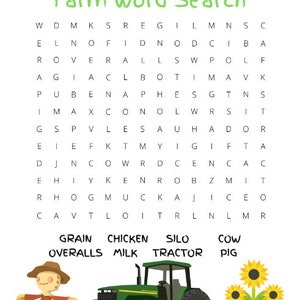 Farm Word Scrambles and Word Searches, Printable Activities and Games ...