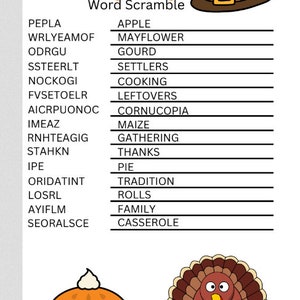 Thanksgiving Word Scrambles and Word Searches, Printable Activities and ...