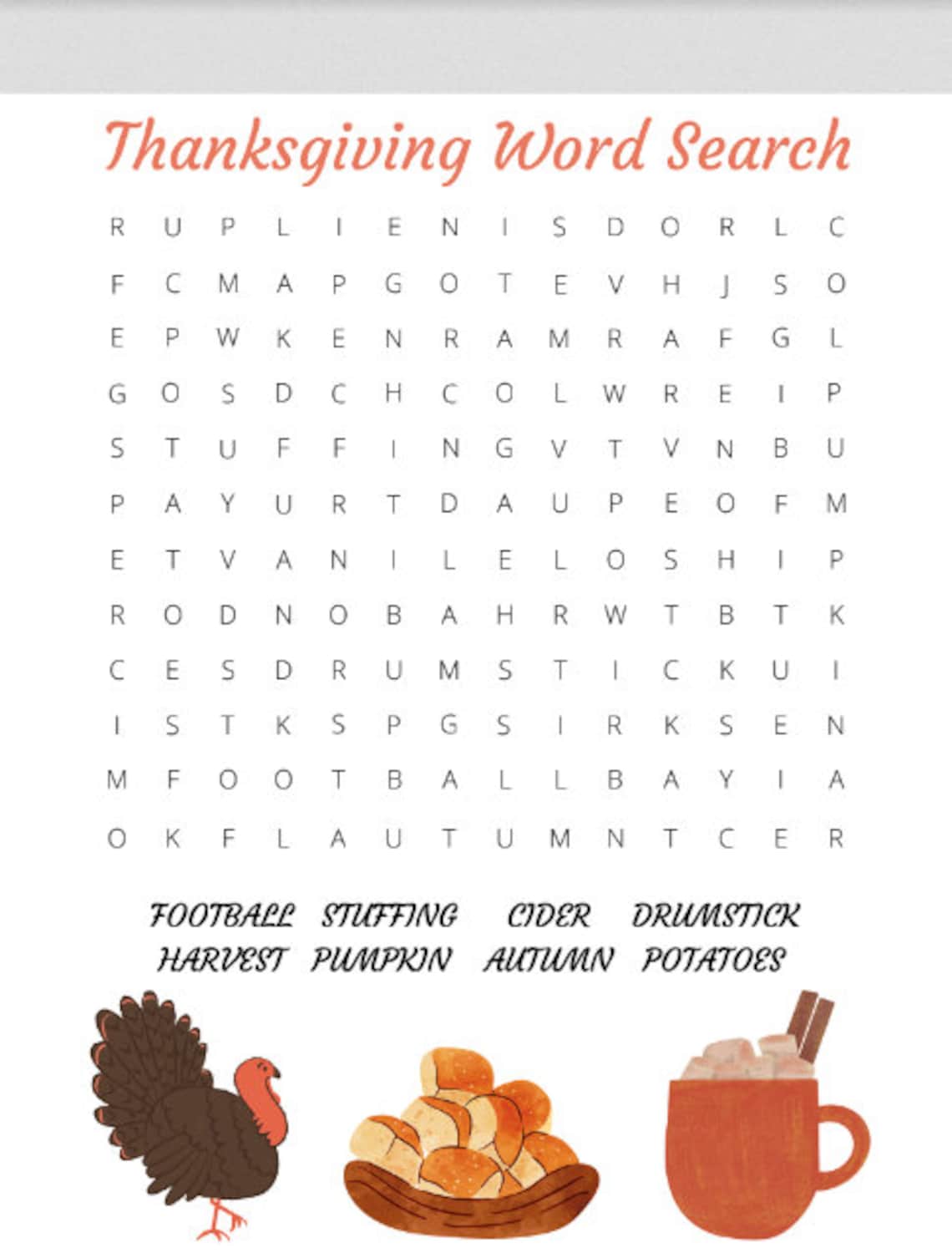 Thanksgiving Word Scrambles and Word Searches, Printable Activities and ...