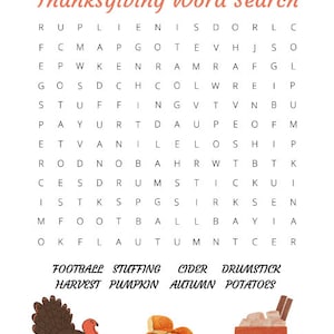 Thanksgiving Word Scrambles and Word Searches, Printable Activities and ...