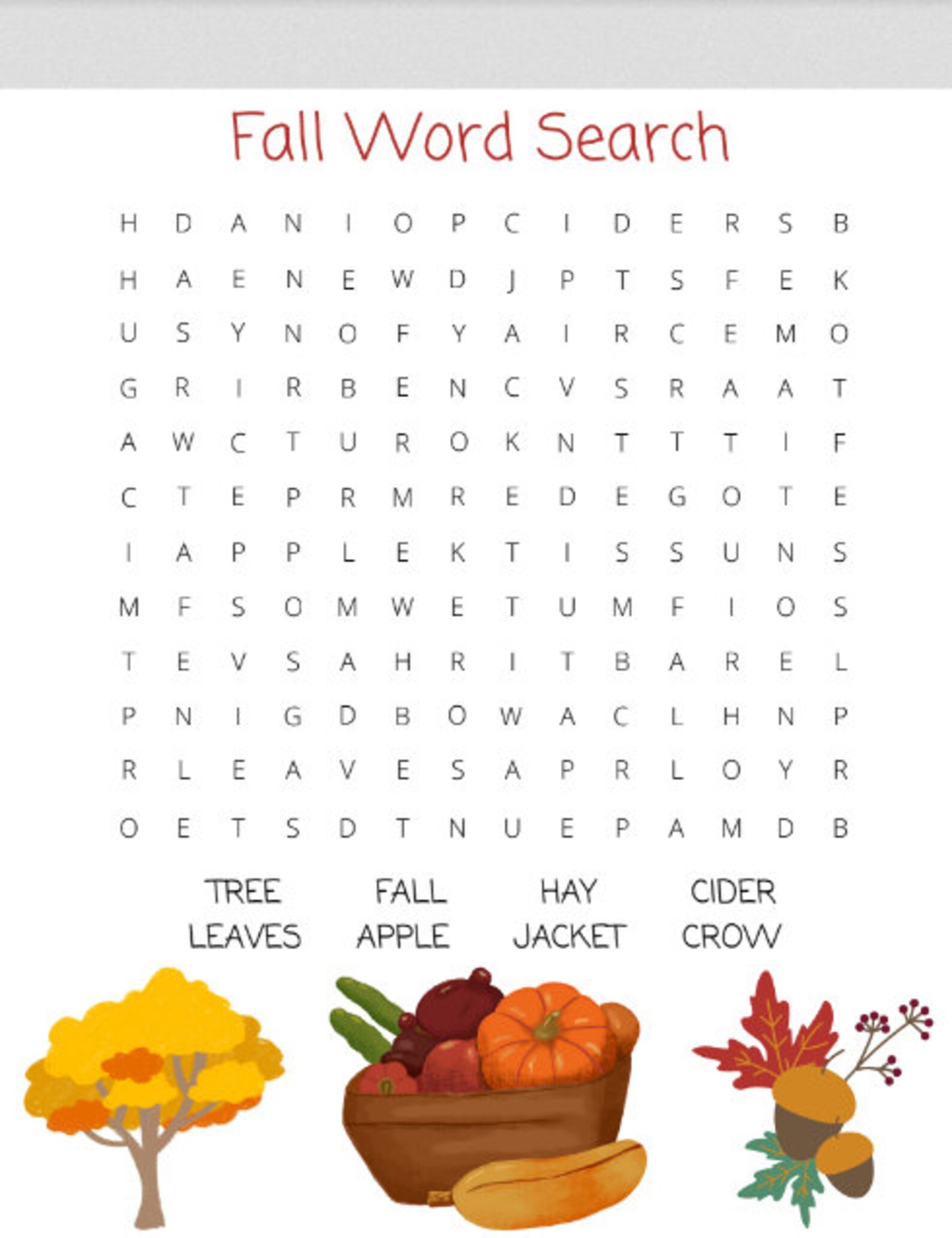 Fall Word Scrambles and Word Searches, Printable Activities and Games ...