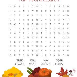 Fall Word Scrambles and Word Searches, Printable Activities and Games ...