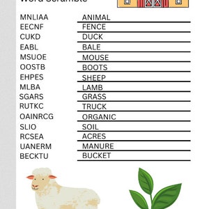Farm Word Scrambles and Word Searches, Printable Activities and Games ...