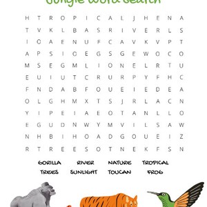 Jungle Word Scrambles and Word Searches, Printable Activities and Games ...