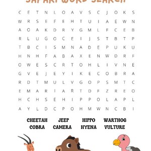 Safari Word Scrambles and Word Searches, Printable Activities and Games ...