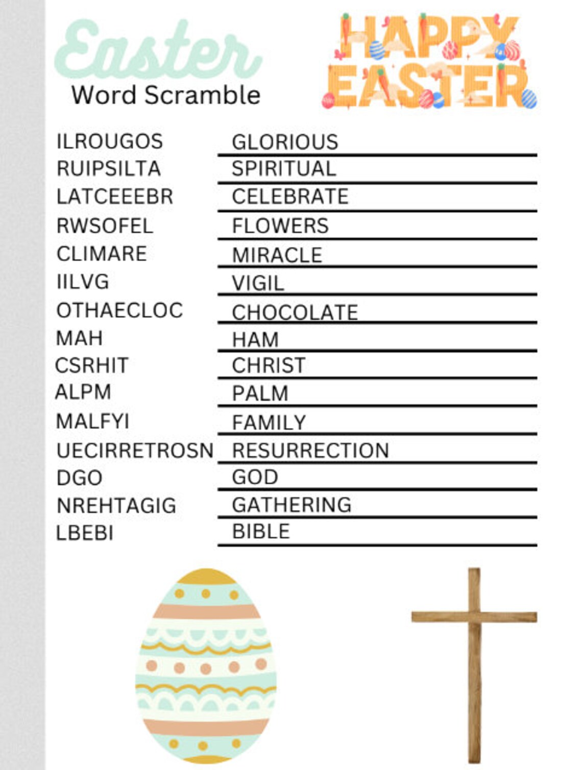 Easter Word Scrambles and Word Searches, Printable Activities and Games ...