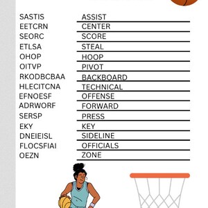 Basketball Word Scrambles and Word Searches, Printable Activities and ...