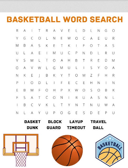 Basketball Word Scrambles and Word Searches, Printable Activities and ...