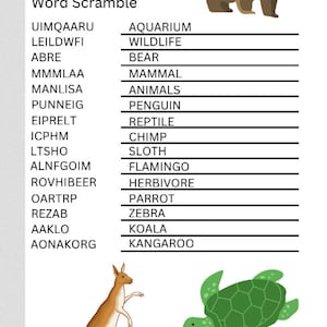 Zoo Word Scrambles and Word Searches, Printable Activities and Games - Etsy