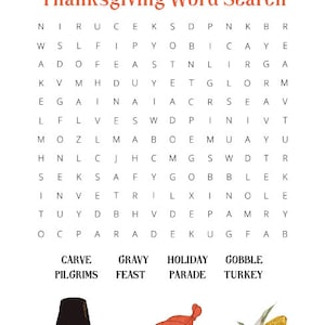 Thanksgiving Word Scrambles and Word Searches, Printable Activities and ...