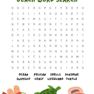 Beach Word Scrambles and Word Searches, Printable Activities and Games ...