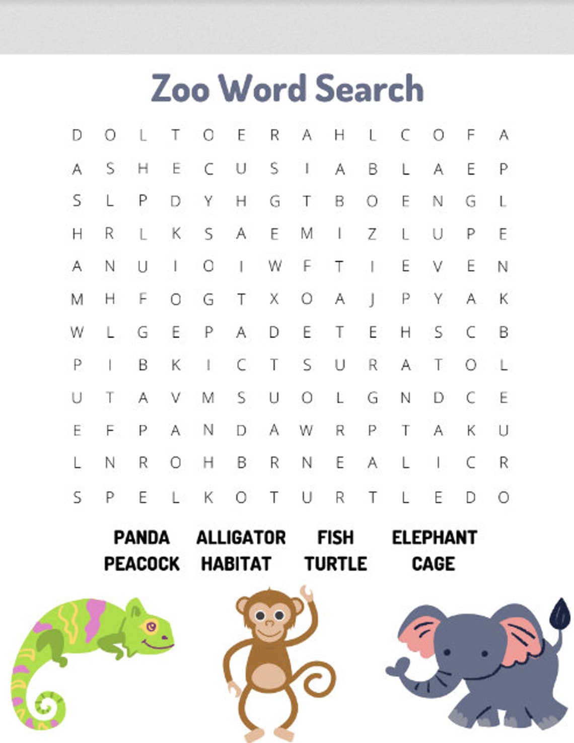 Zoo Word Scrambles and Word Searches, Printable Activities and Games - Etsy