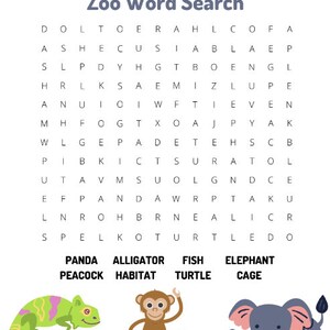 Zoo Word Scrambles and Word Searches, Printable Activities and Games - Etsy