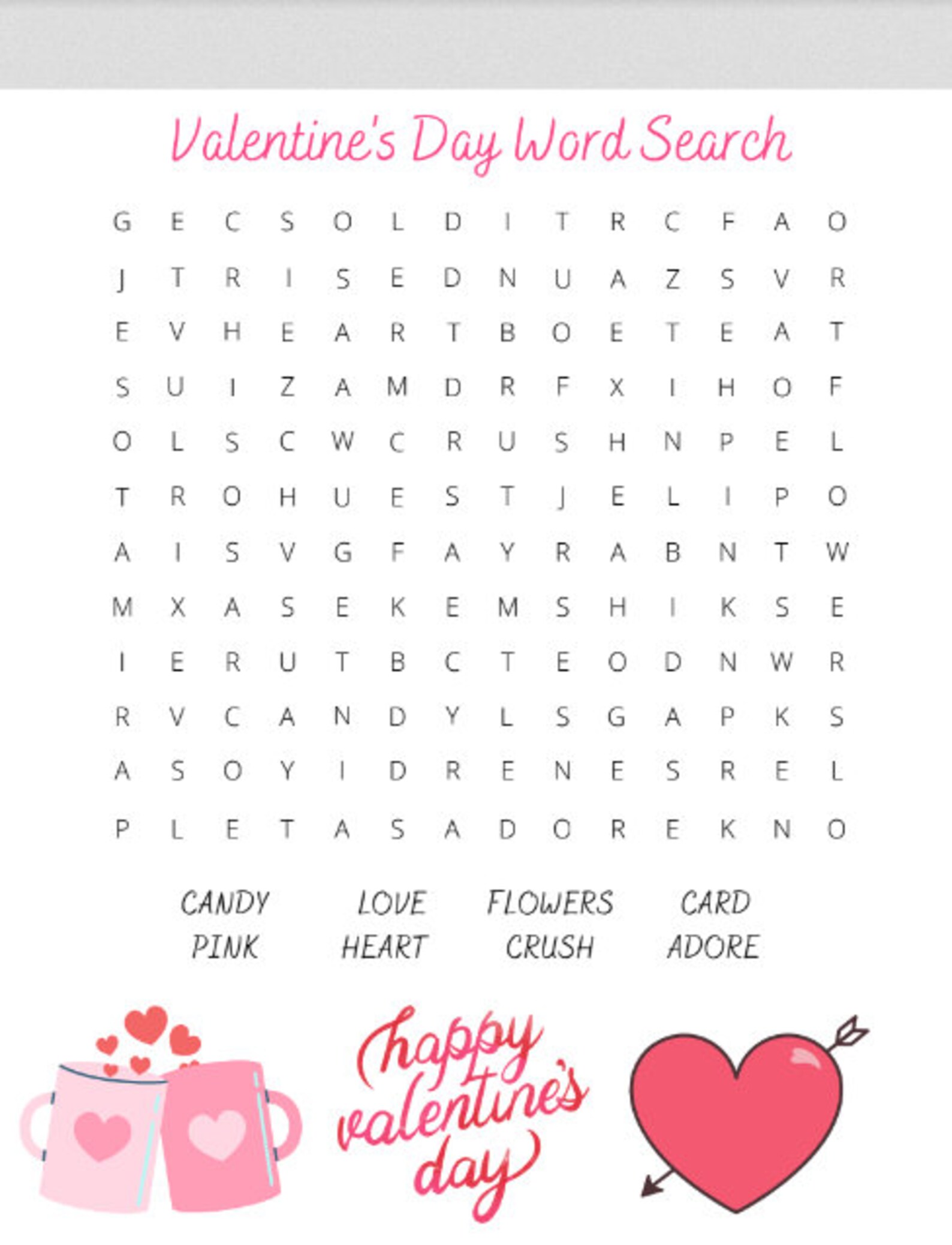 Valentine's Day Word Scrambles and Word Searches, Printable Activities ...