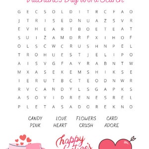 Valentine's Day Word Scrambles and Word Searches, Printable Activities ...