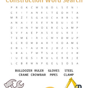 Construction Word Scrambles and Word Searches, Printable Activities and ...