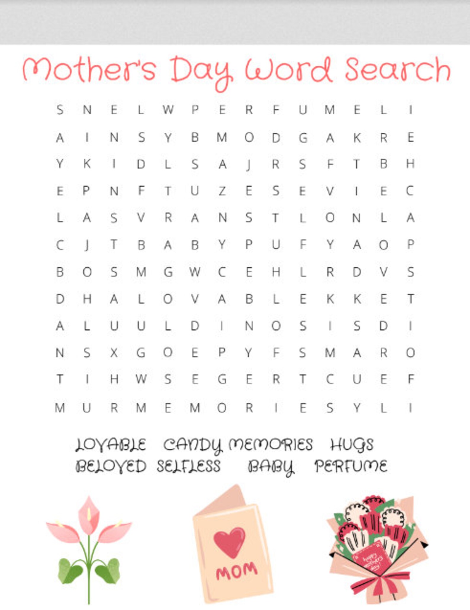 Mother's Day Word Scrambles and Word Searches, Printable Activities and ...