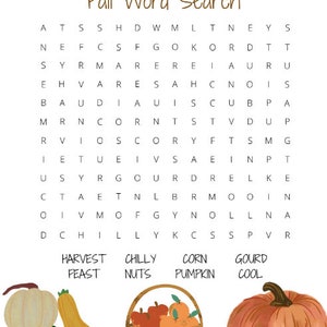 Fall Word Scrambles and Word Searches, Printable Activities and Games ...